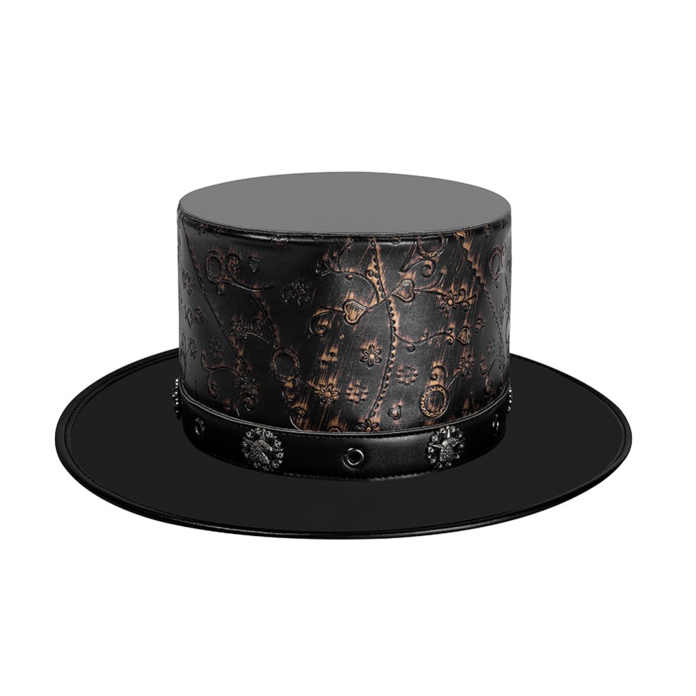 Keepunk Classic Black Gentlemen Punk Hat with Gold Patterns - Keepunk ...